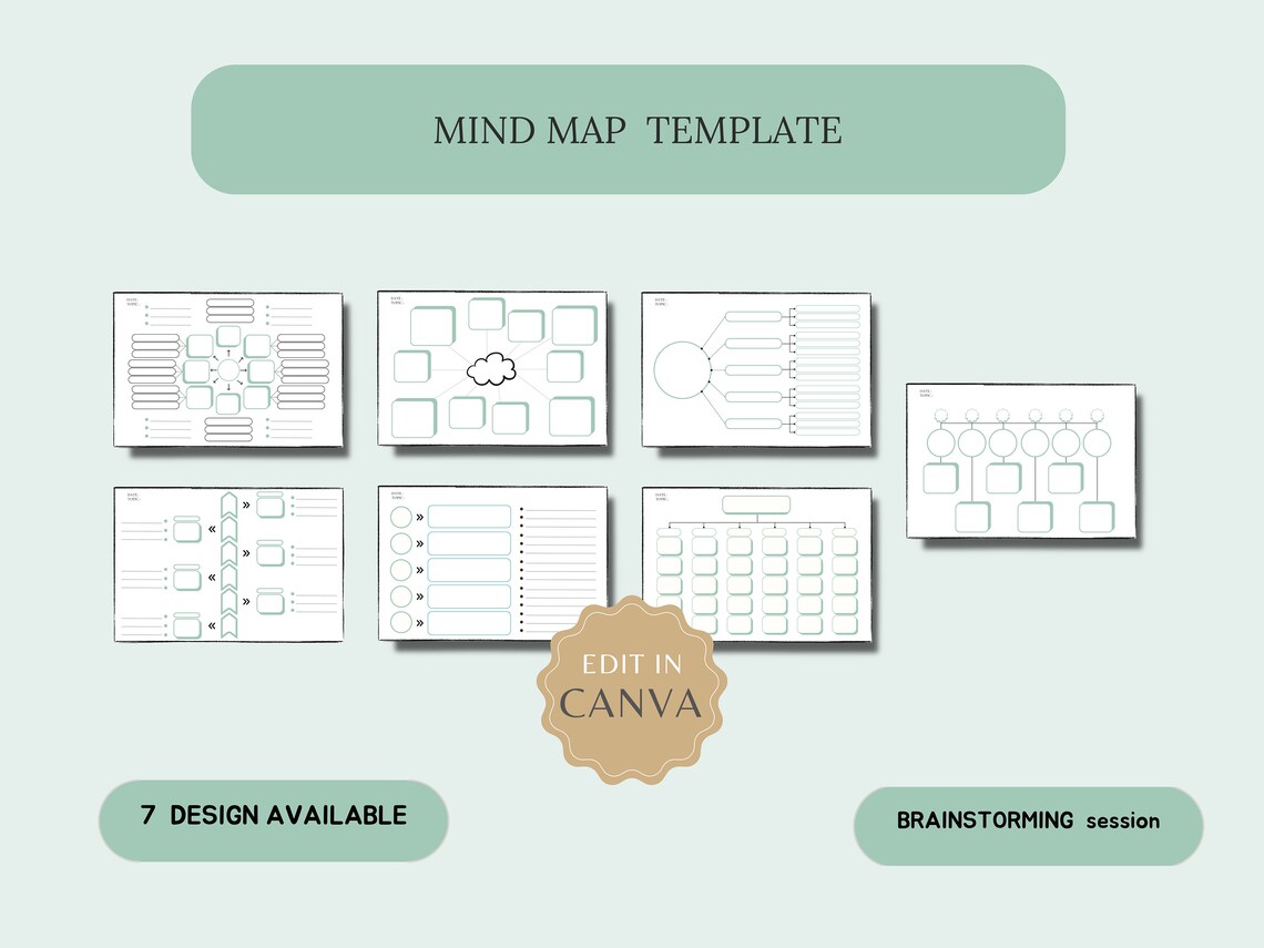 Printable Mind Map Planner | Brainstorming Ideas | Brain Dump | Study ...
