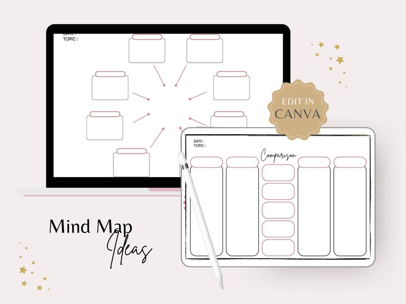 Printable Mind Map Planner | Brainstorming Ideas | Brain Dump | Study ...