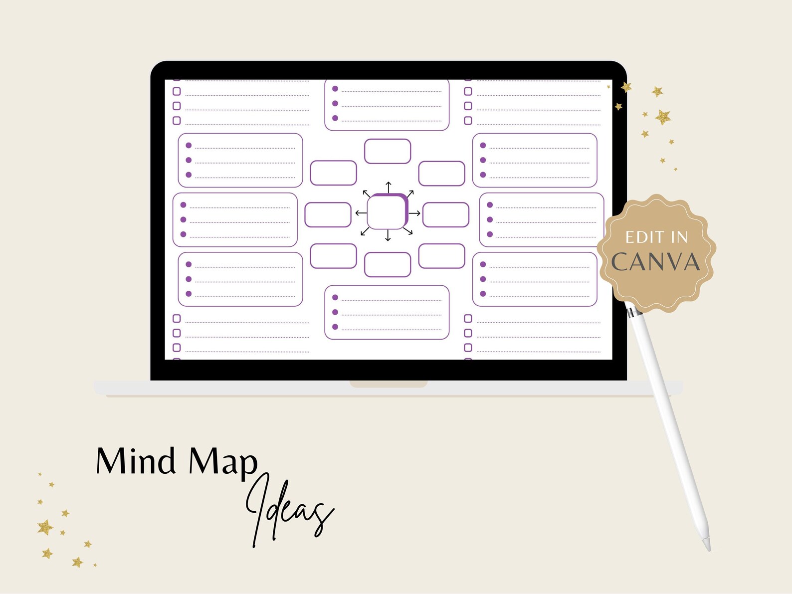 Printable Mind Map Planner Brainstorming Ideas Brain Dump Study Guide ...