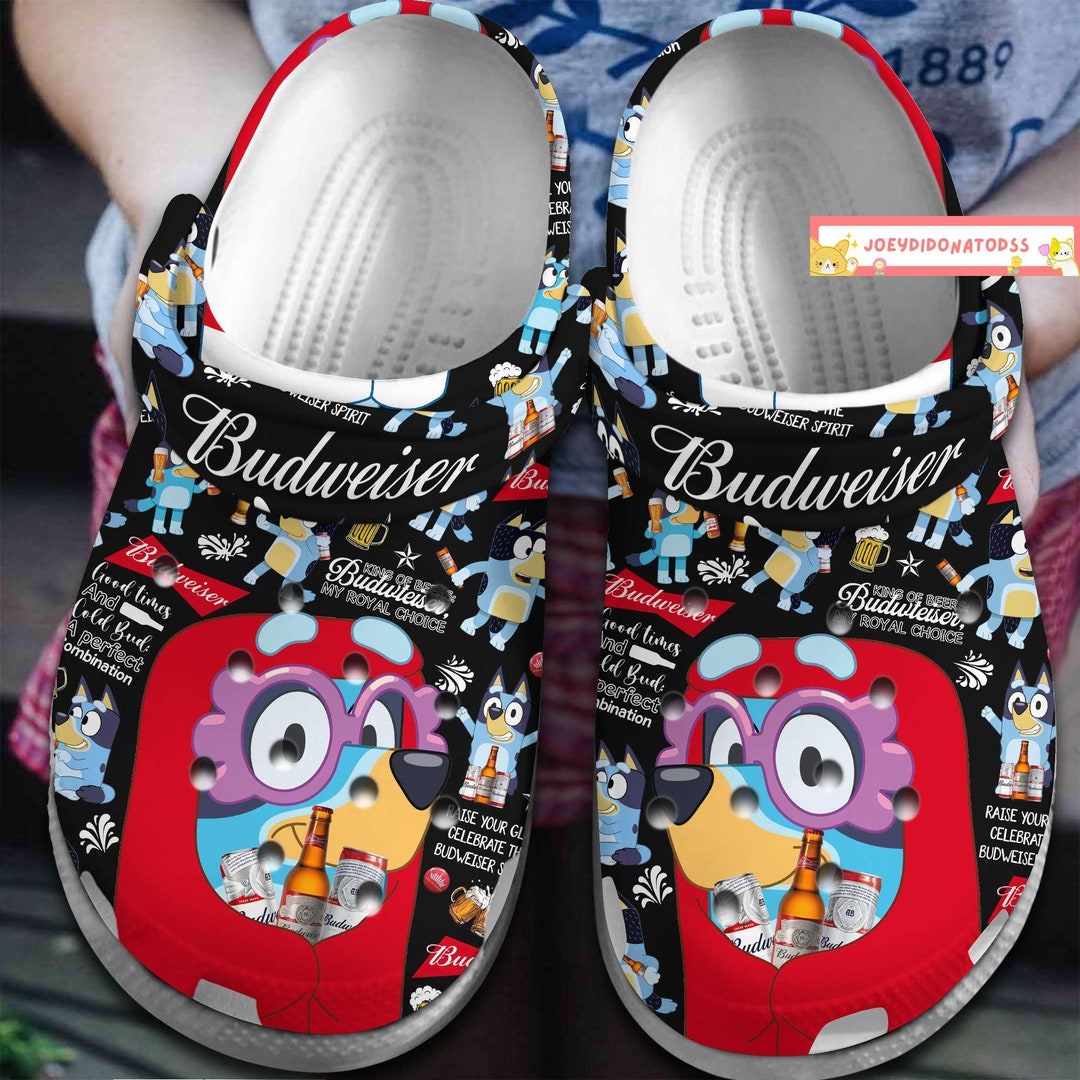 Christmas Bud Blue.y Clogs Bud Beer Crocs Blu-ey Beer Clogs - Etsy