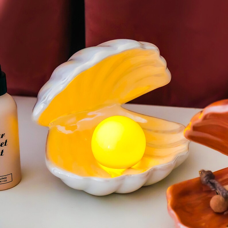 Pearl Sea Shell Night Light Jewelry Box Ceramic Clam Shell - Etsy Australia