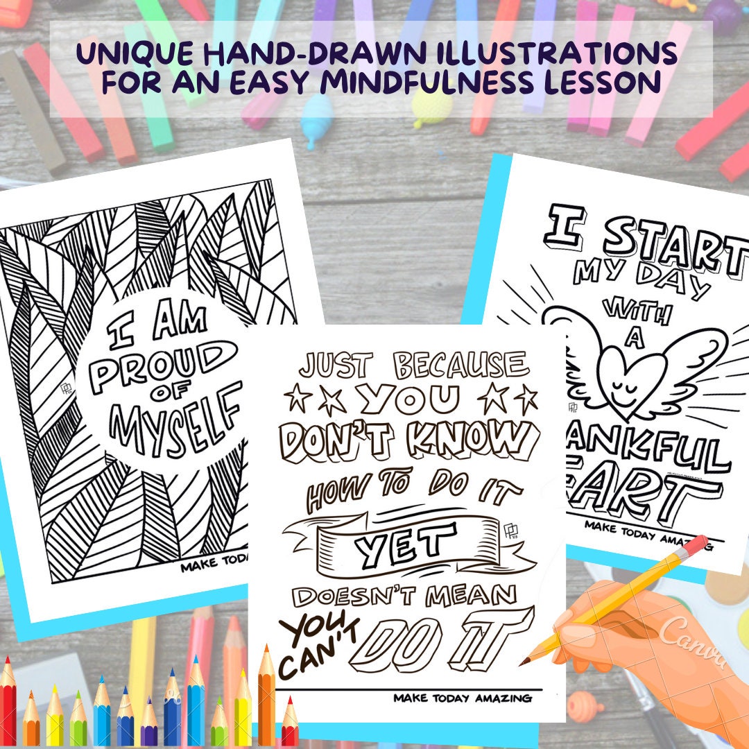 Positive Affirmations Coloring Pages Make Today Amazing - Etsy