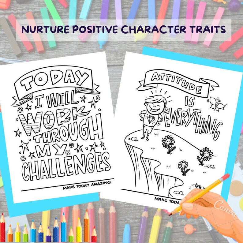 Positive Affirmations Coloring Pages Make Today Amazing - Etsy