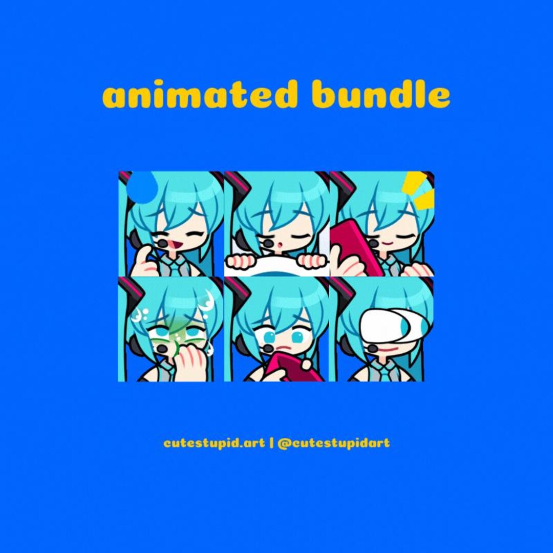 Animated Hatsune Miku Emotes | VOCALOID for Twitch, Discord, Kick ...