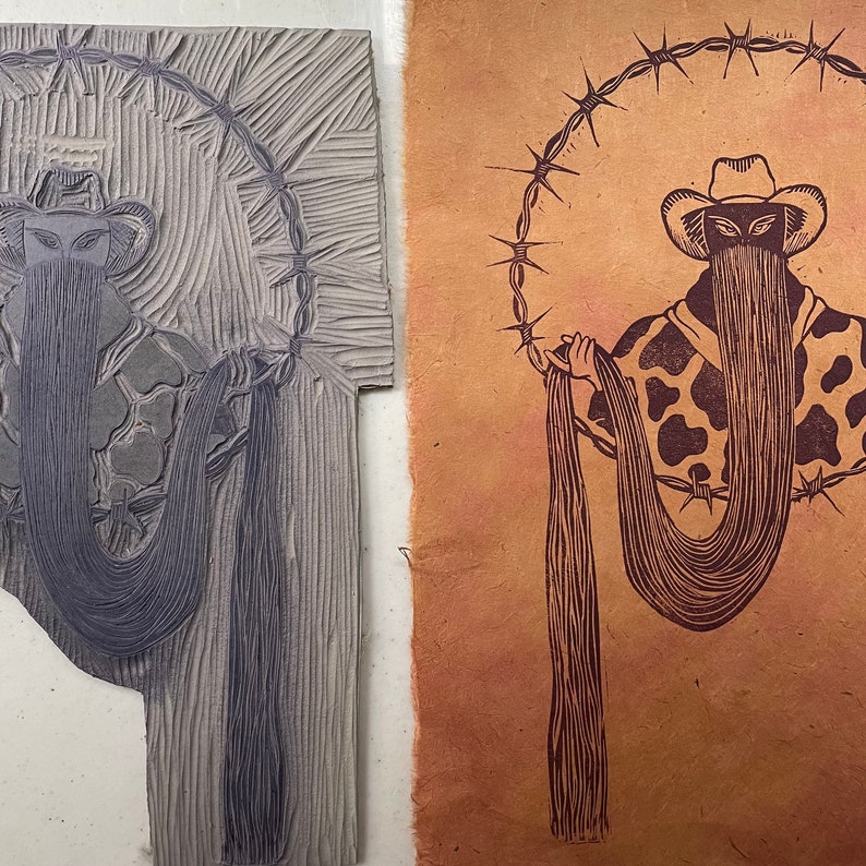 Orville Peck Masked Cowboy Linocut Block Print - Etsy