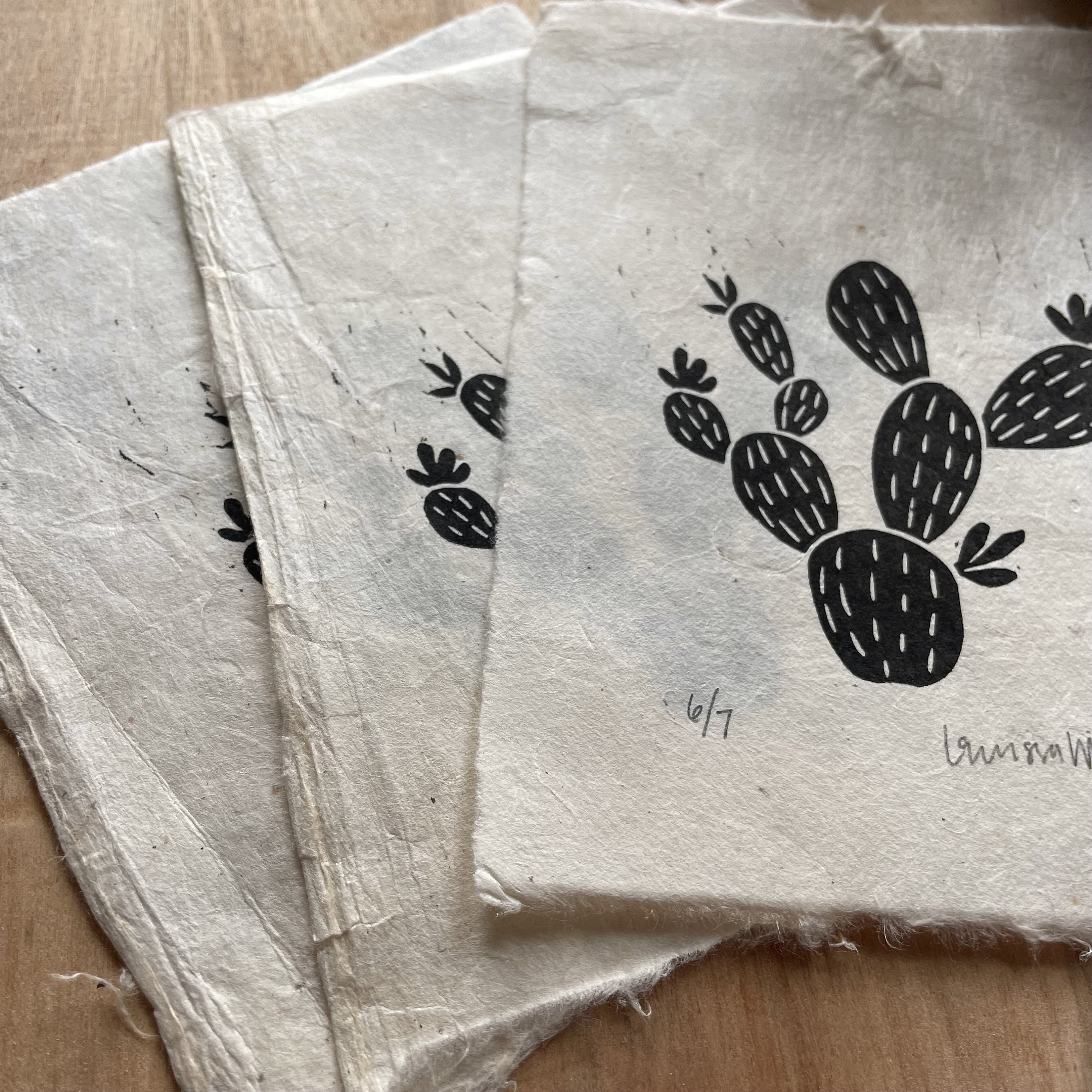 Prickly Pear Cactus Linocut Block Print Limited Edition - Etsy