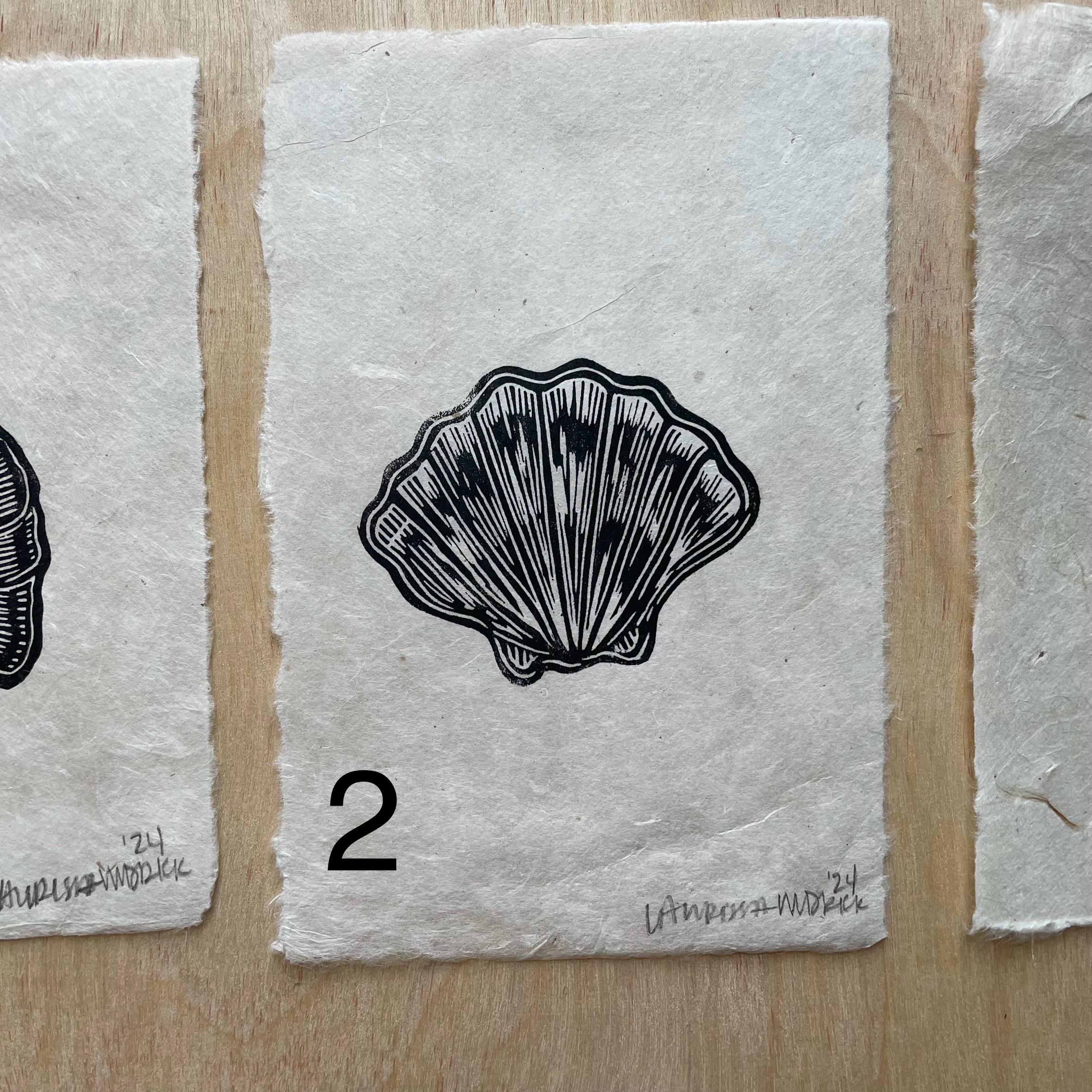 Small Seashell Linocut Block Print - 3 Variations - Ocean Nautical ...