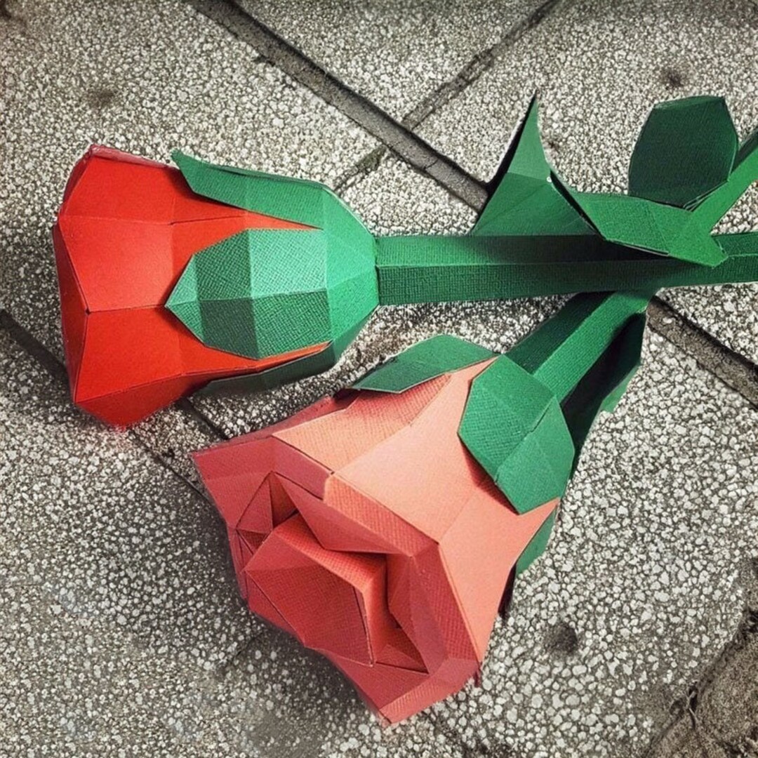 Romantic Papercraft Rose Printable 3D Flower for Valentine - Etsy