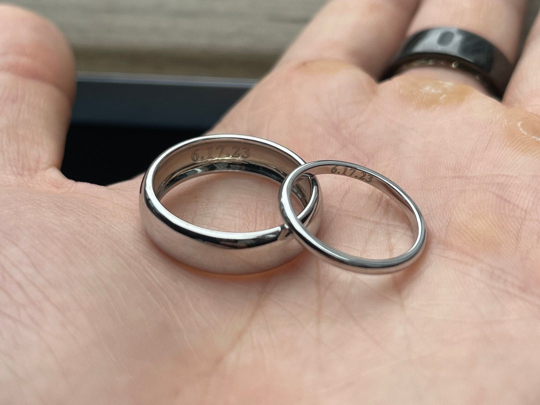 Personalized Engraved Wedding Rings for Couples, Matching Custom Ring ...