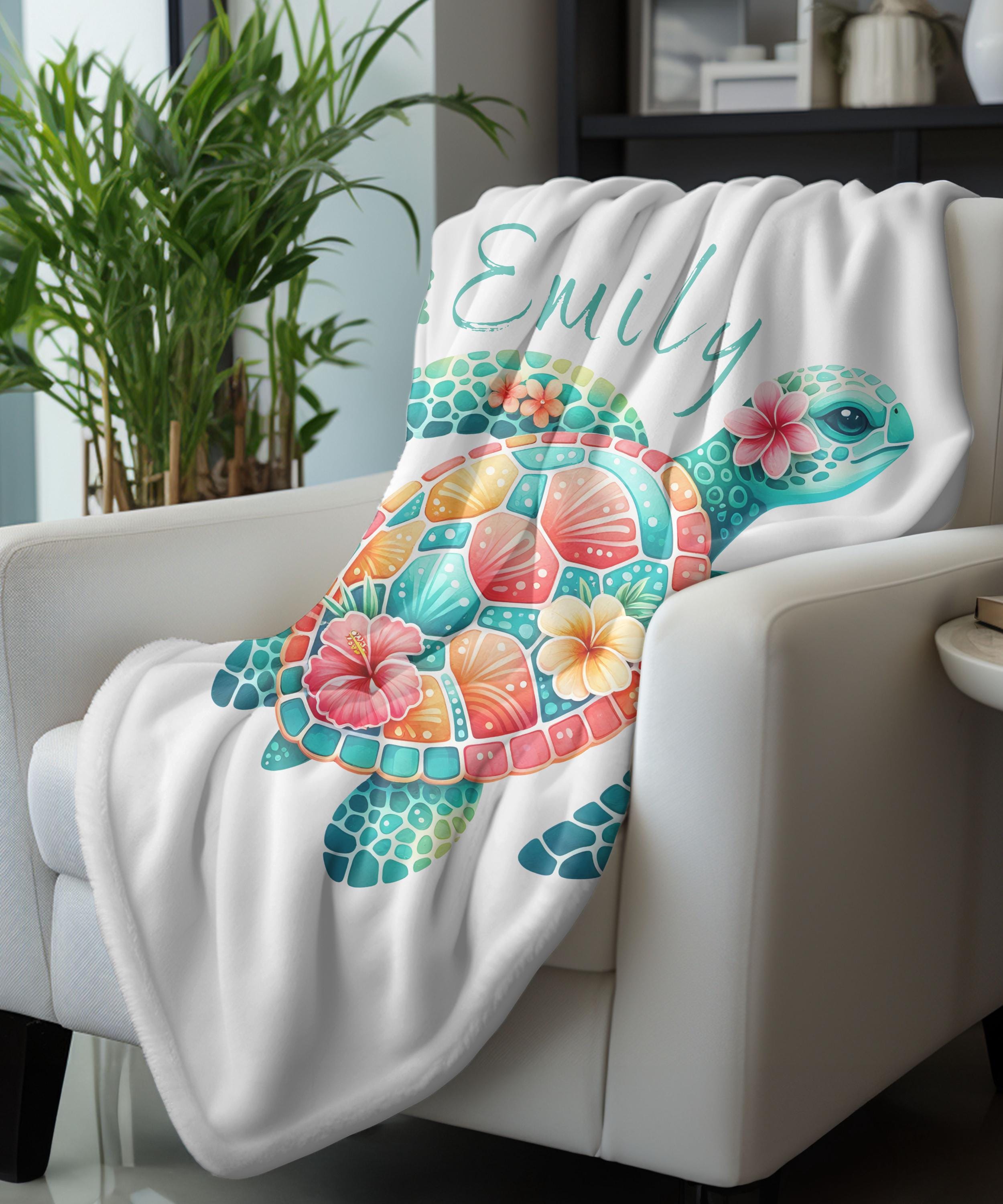 Sea Turtle Personalized Velveteen Blanket, Sea Turtle Lover Gift ...