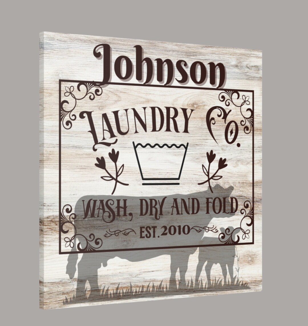 Personalized Laundry Room Sign , Farmhouse Laundry Room Decor, Cow ...