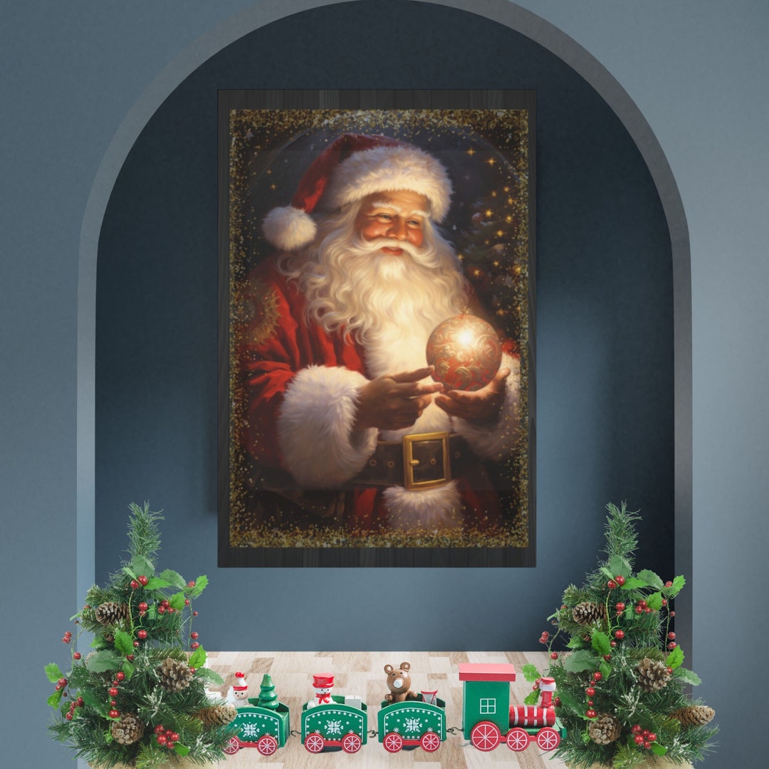 Santa Clause Christmas Canvas Wall Art Santa Picture Christmas Decor Mantel Decoration Santa ...