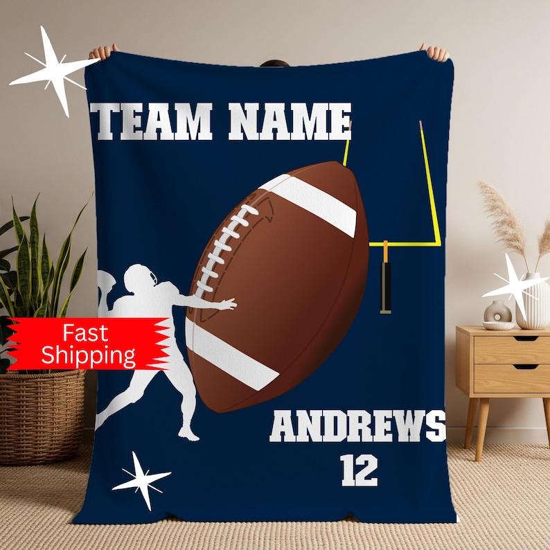 Personalized Football Blanket, Custom Name Blanket, Football Team Gift ...