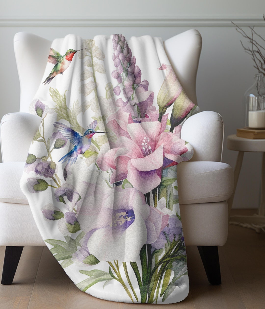 Hummingbird Velveteen Blanket, Personalized Hummingbird Lover Gift ...
