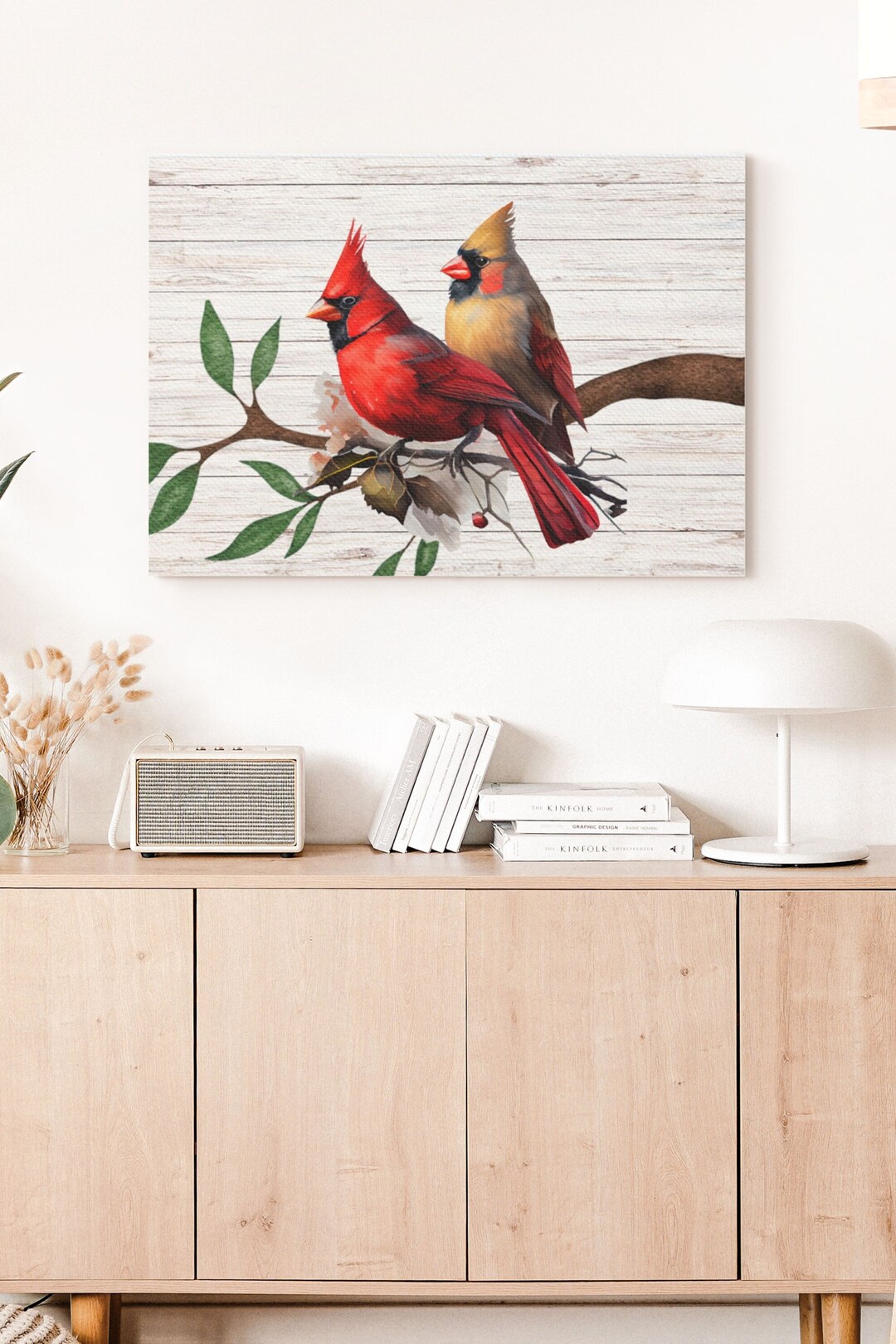 Cardinal Canvas Print Cardinal Bird Decor Red Bird Watercolor Art ...