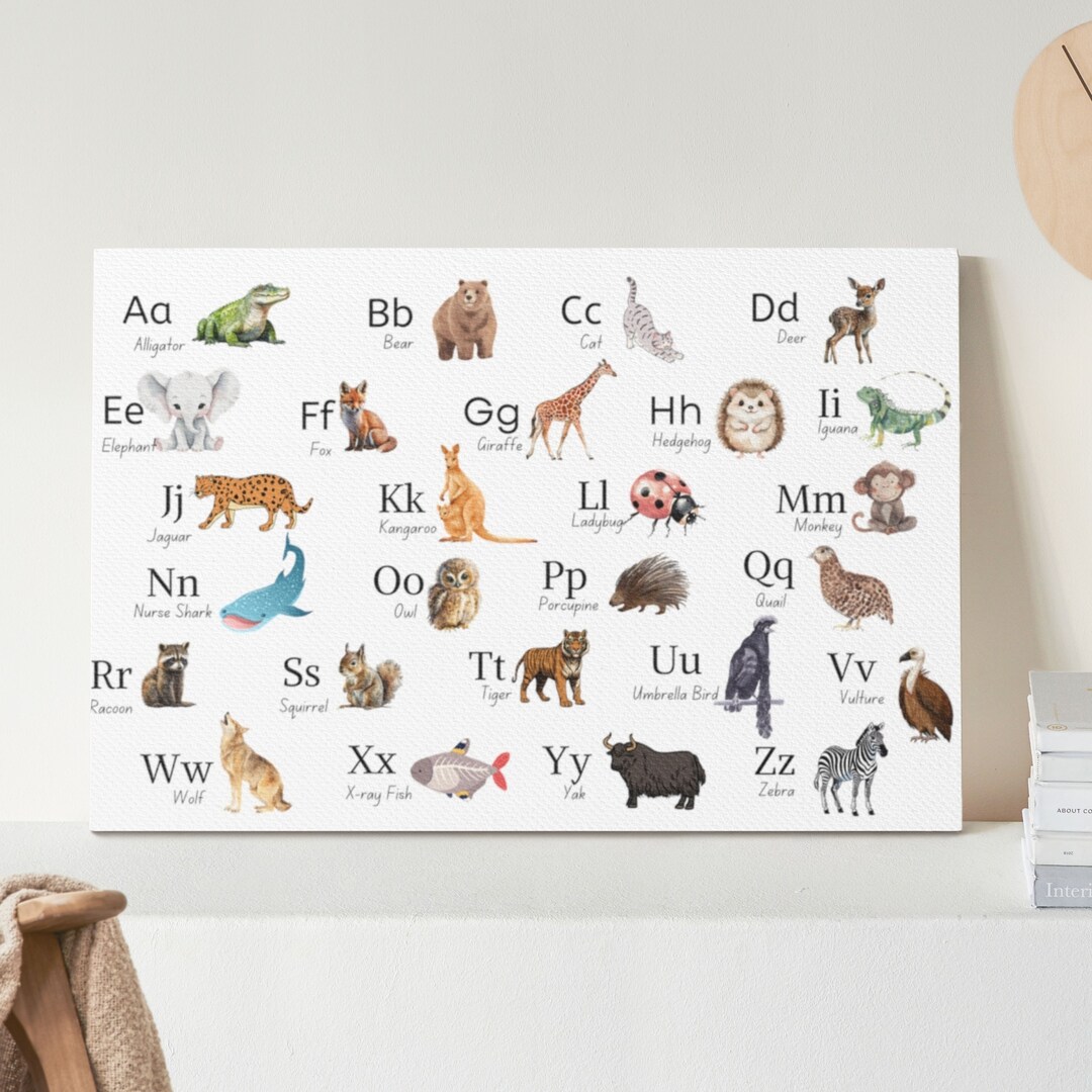 Woodland Animal Alphabet Canvas Wall Hanging, Kids Room Decor, Playroom ...