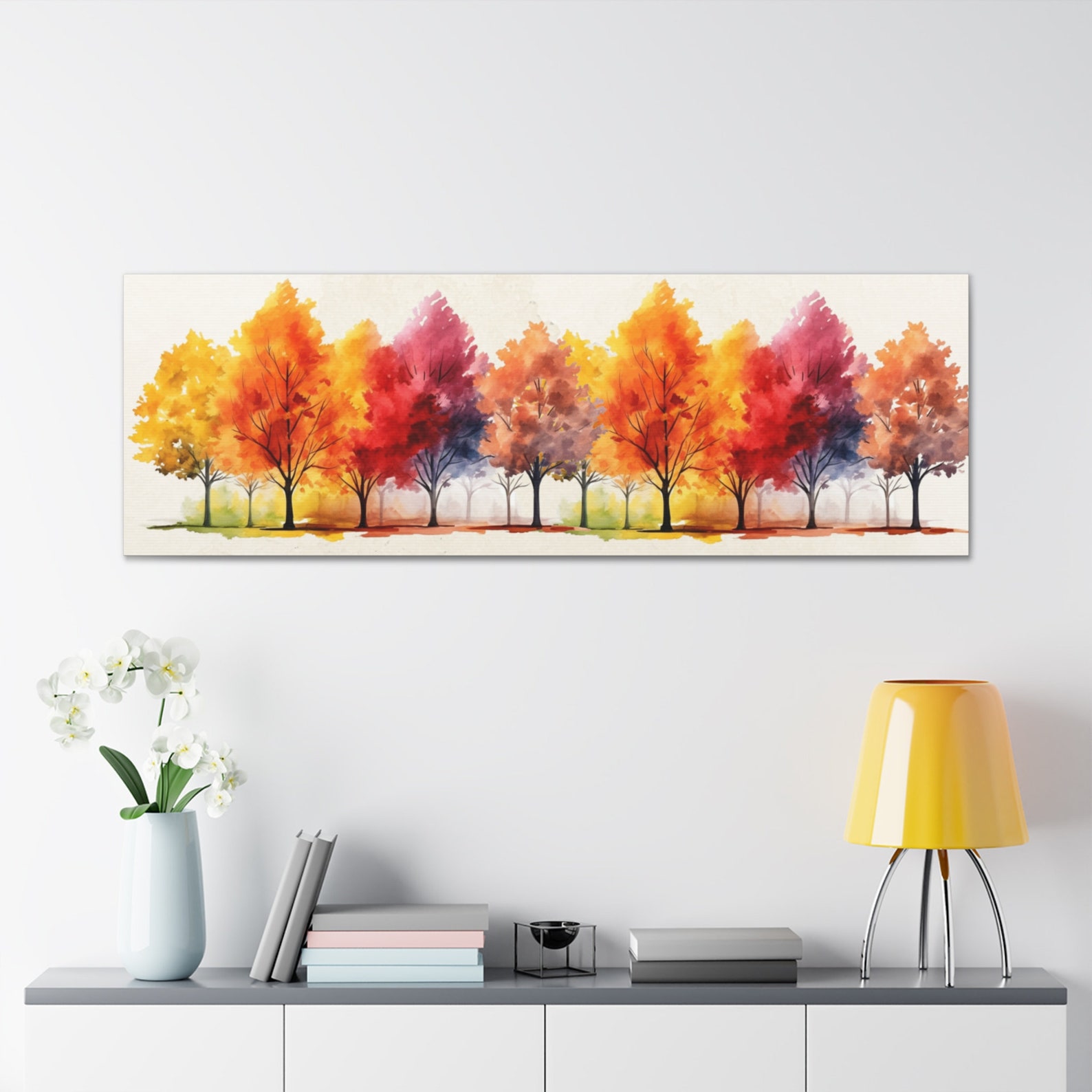 Fall Watercolor Tree Canvas Print, Autumn Tree Colors, Fall Leaves ...