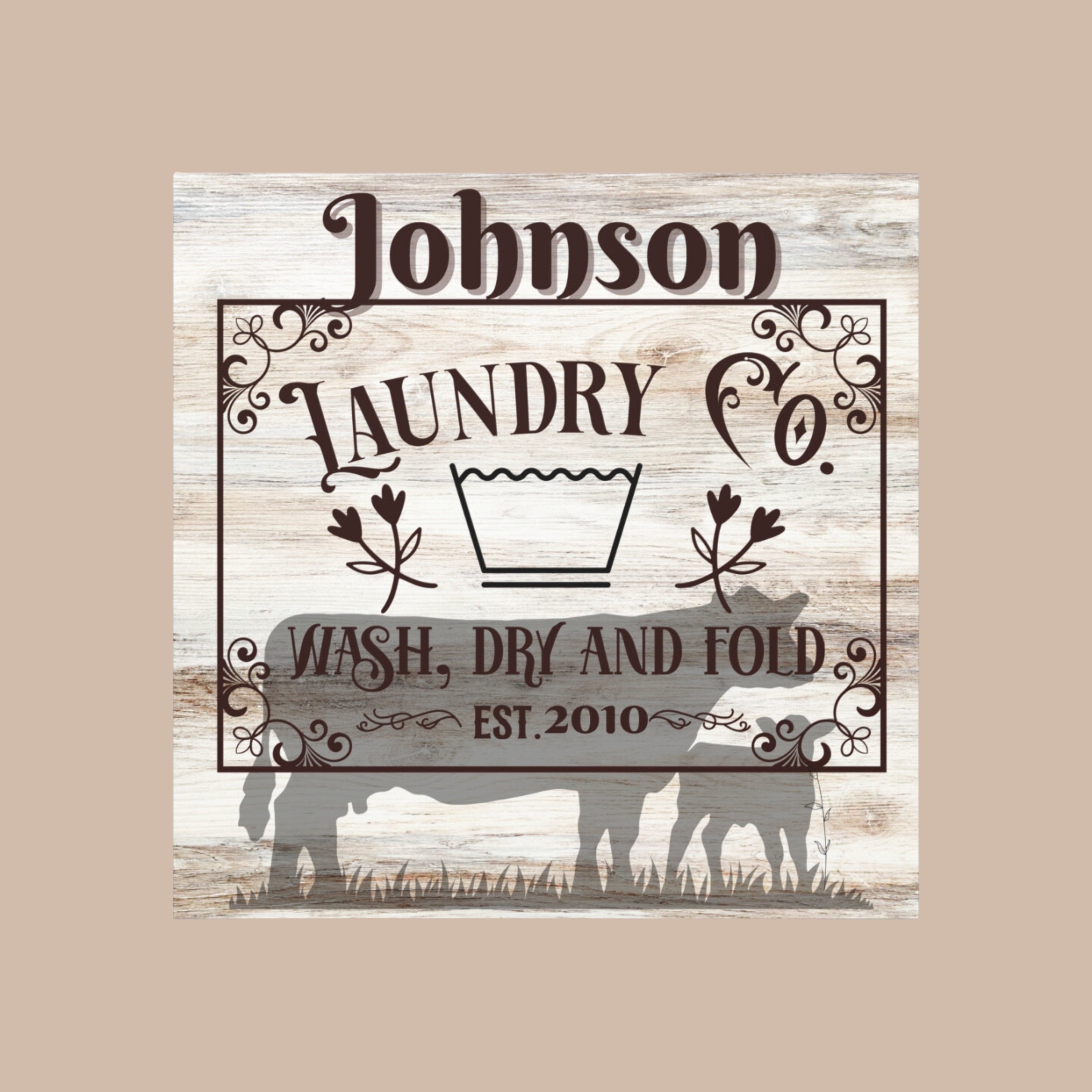 Personalized Laundry Room Sign , Farmhouse Laundry Room Decor, Cow ...