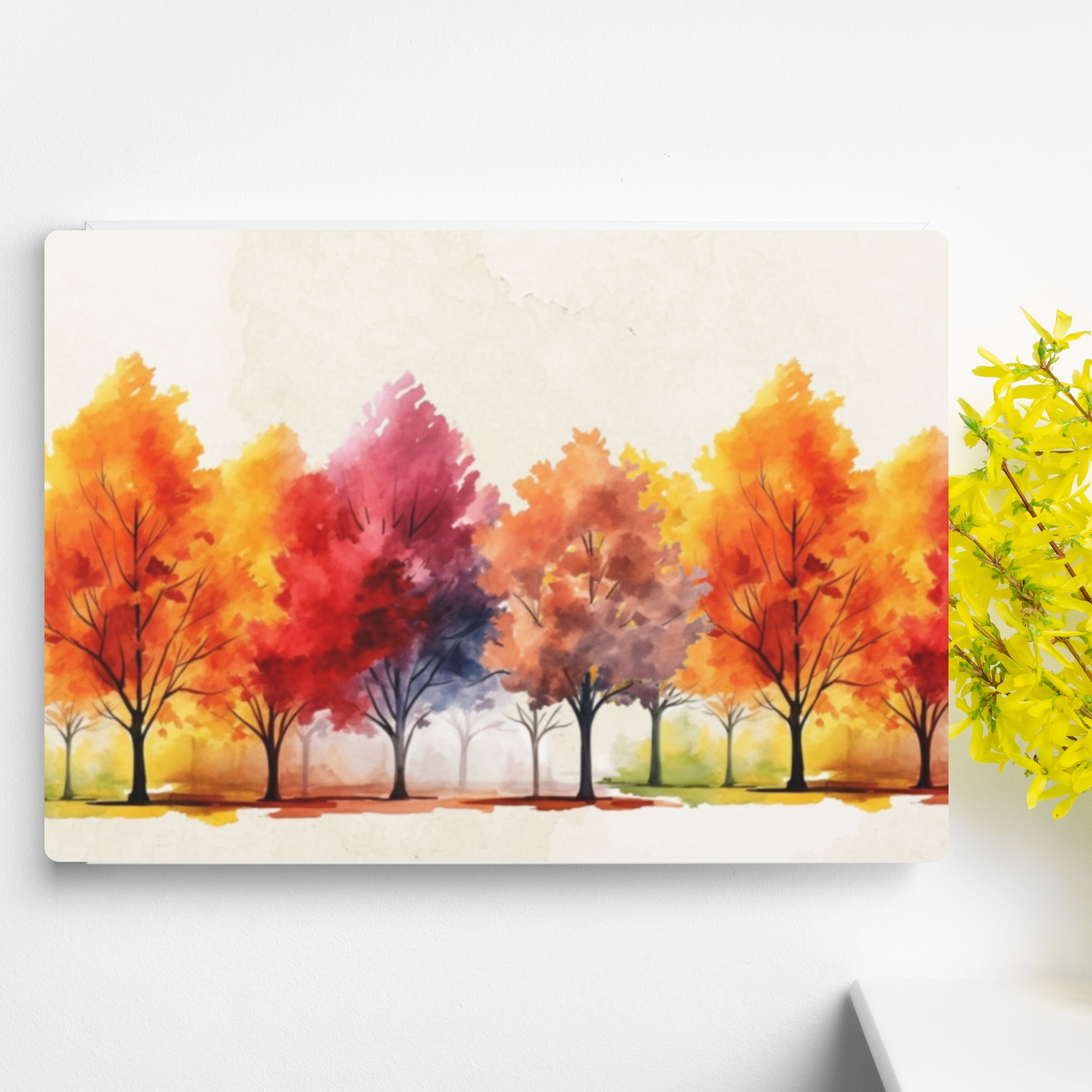 Fall Watercolor Tree Canvas Print, Autumn Tree Colors, Fall Leaves ...
