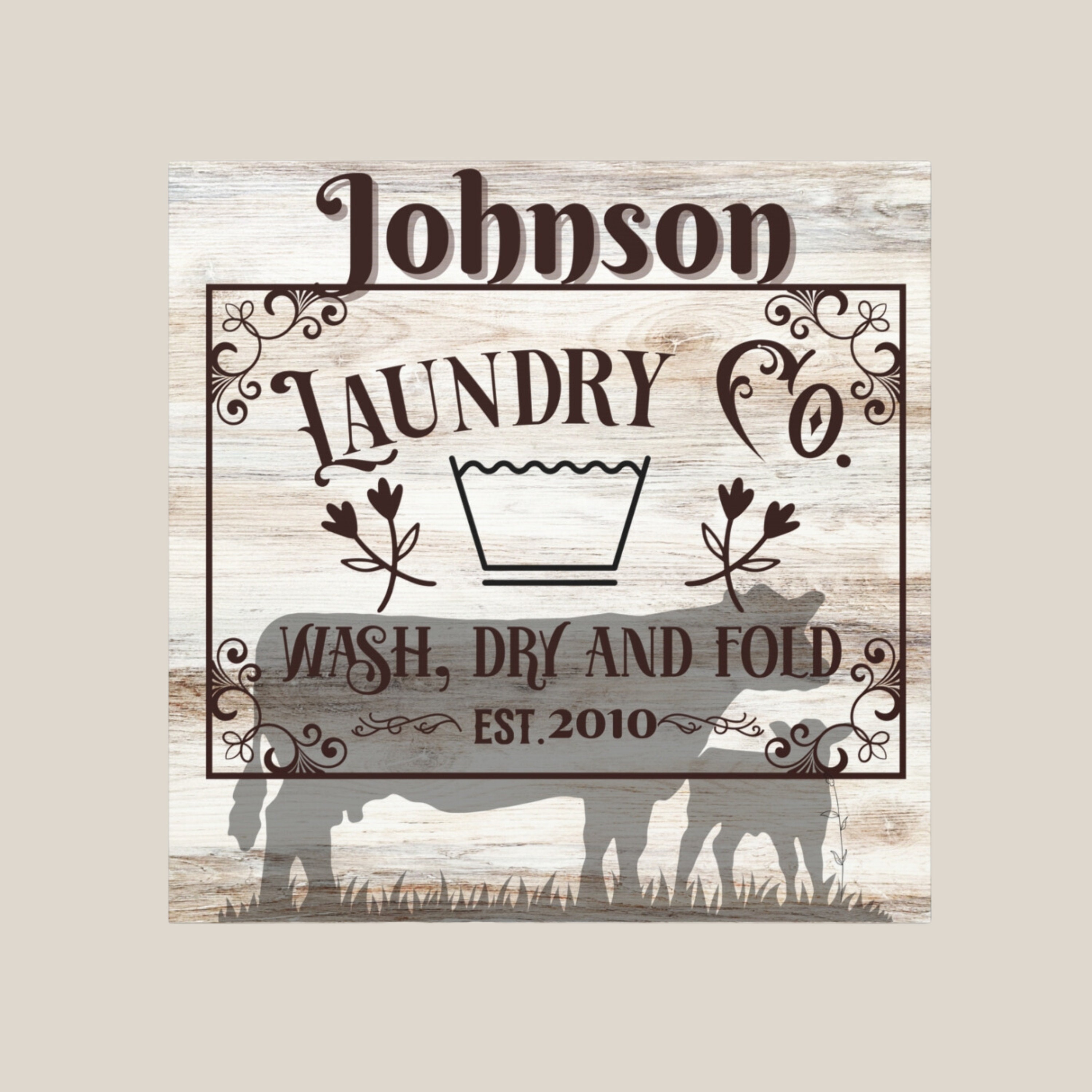 Personalized Laundry Room Sign , Farmhouse Laundry Room Decor, Cow ...