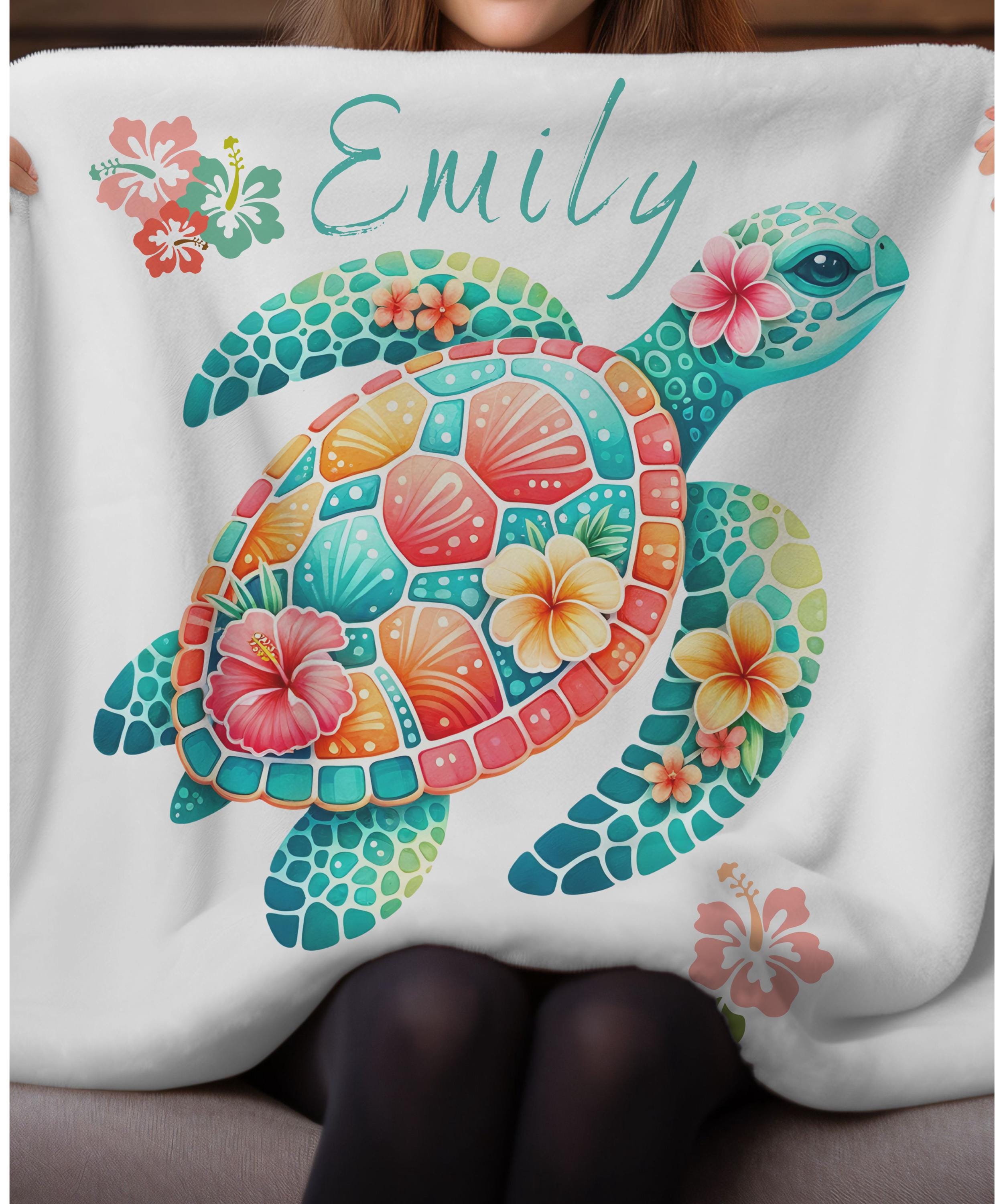 Sea Turtle Personalized Velveteen Blanket, Sea Turtle Lover Gift ...