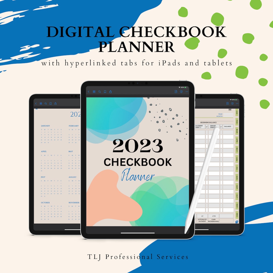 2023 Digital Checkbook Register Balance Log Planner | Income & Expense ...