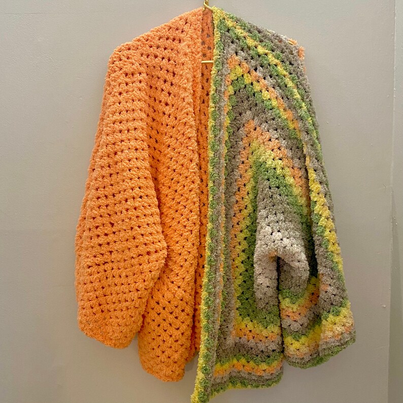 Half and Half Oversized Hexi Cardigan safari and Sorbet Split - Etsy