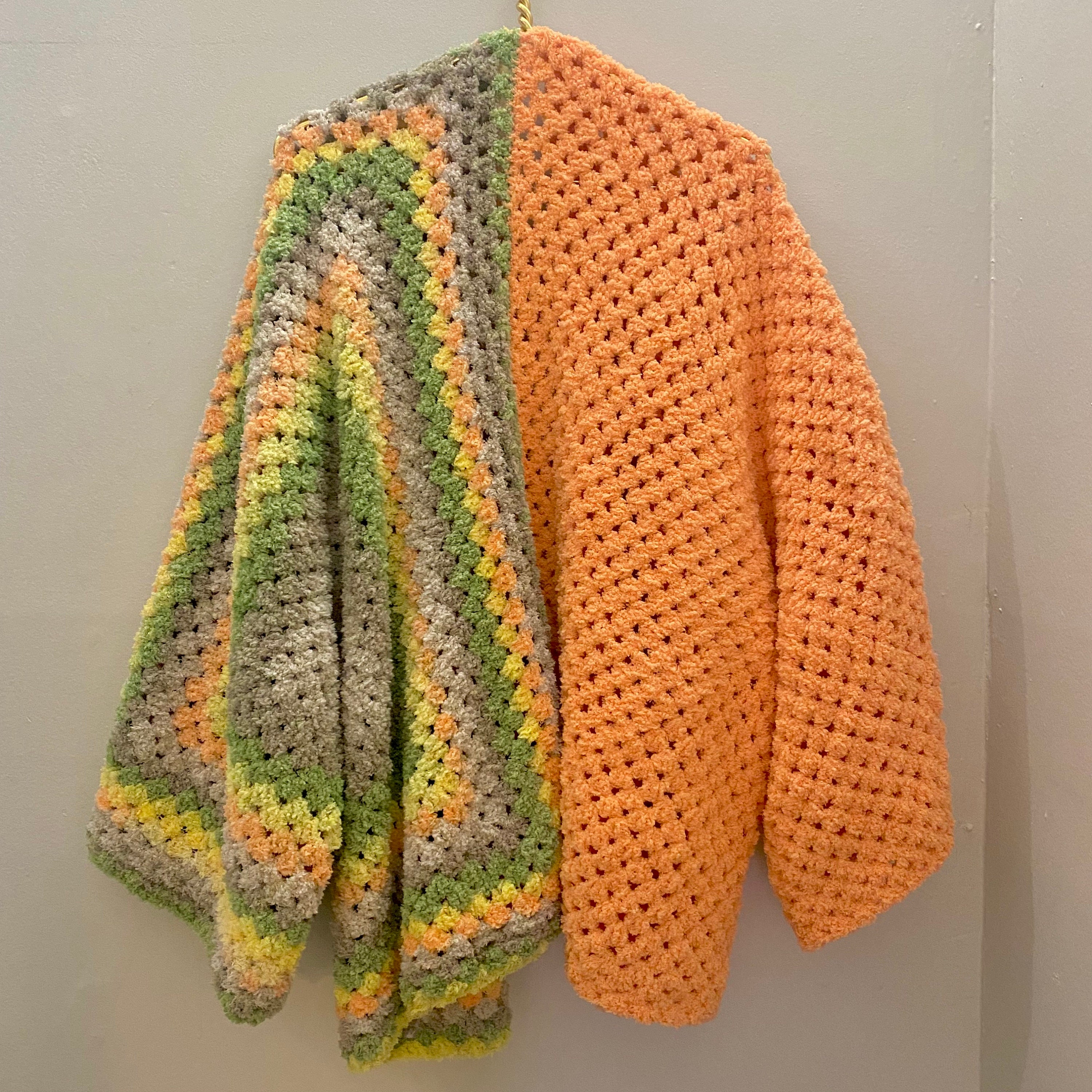 Half and Half Oversized Hexi Cardigan safari and Sorbet Split - Etsy