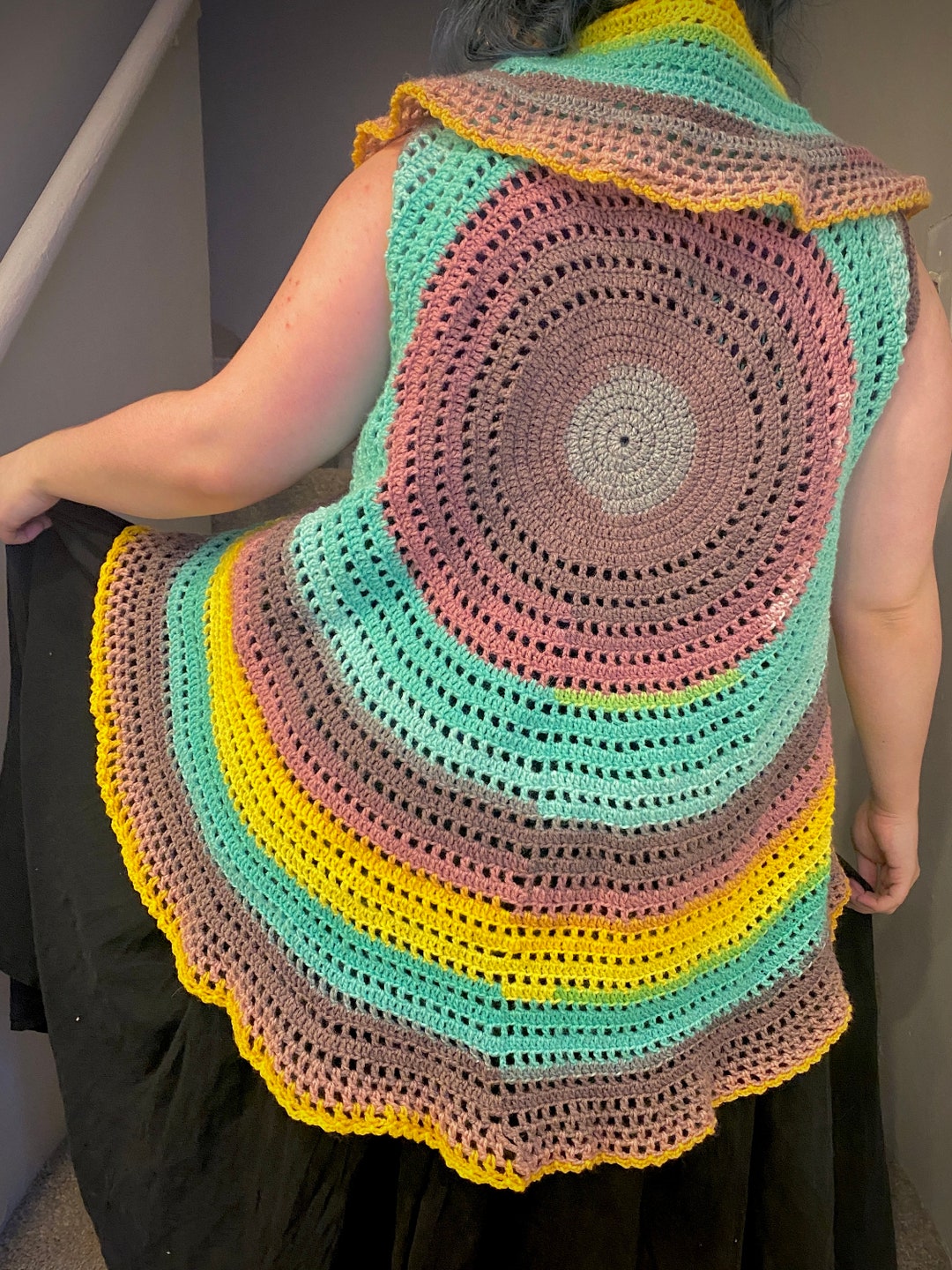 OOAK Crochet Fantasy Mandala Vest Circular Summer Cardigan/shawl ...