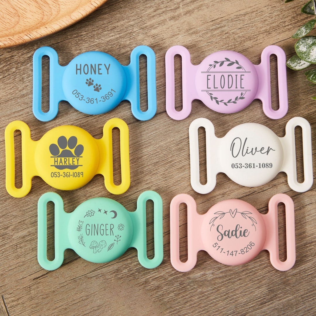 Custom Pet AirTag Collar Holder,slide on Dog Name Tag,airtag Cat Collar ...