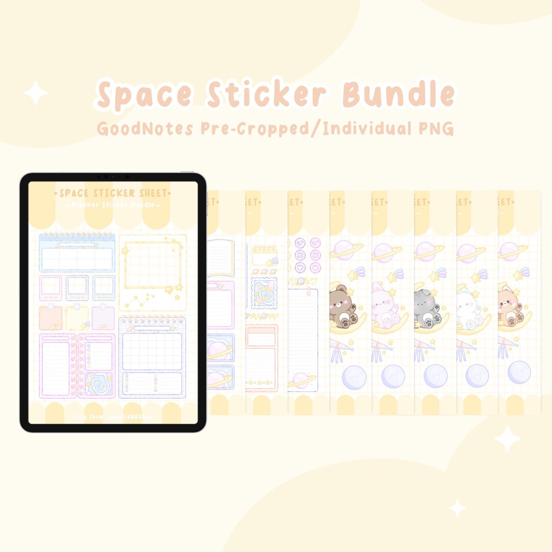 Digital Stickers, Space Stickers, Cute Space Stickers, Kawaii Space ...