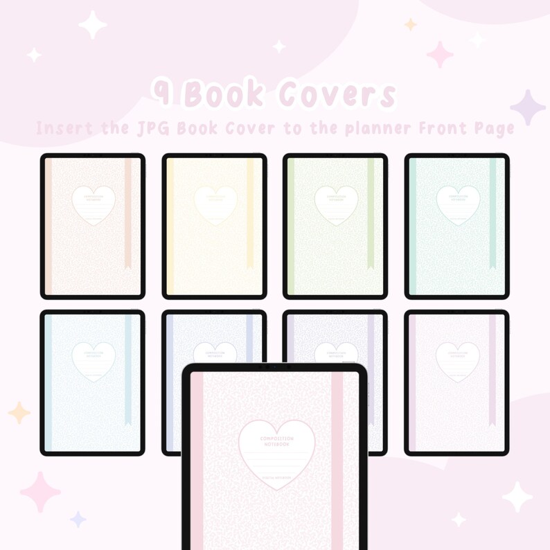 Digital Book Covers, Notebook Covers, Book Covers for Goodnotes, Kawaii ...