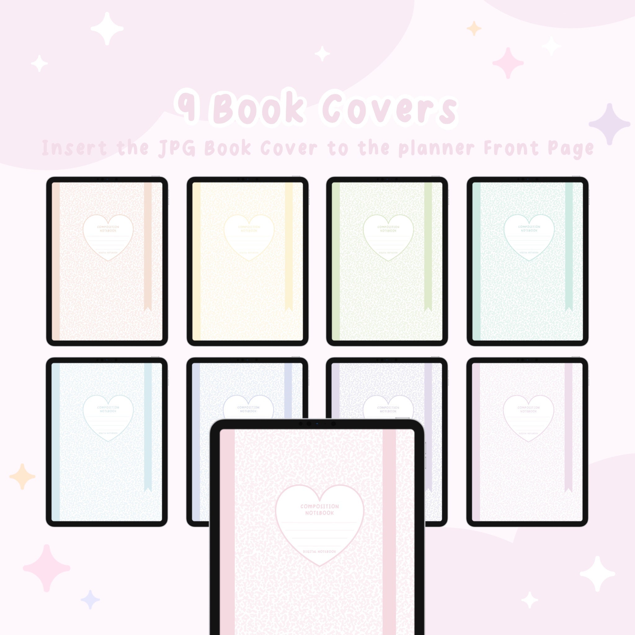 Digital Book Covers, Notebook Covers, Book Covers for Goodnotes, Kawaii ...