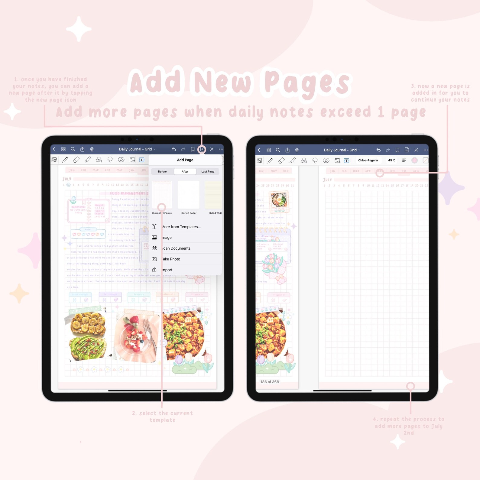 Daily Journal, Digital Journal, Digital Notebook, Cute Digital Notebook ...