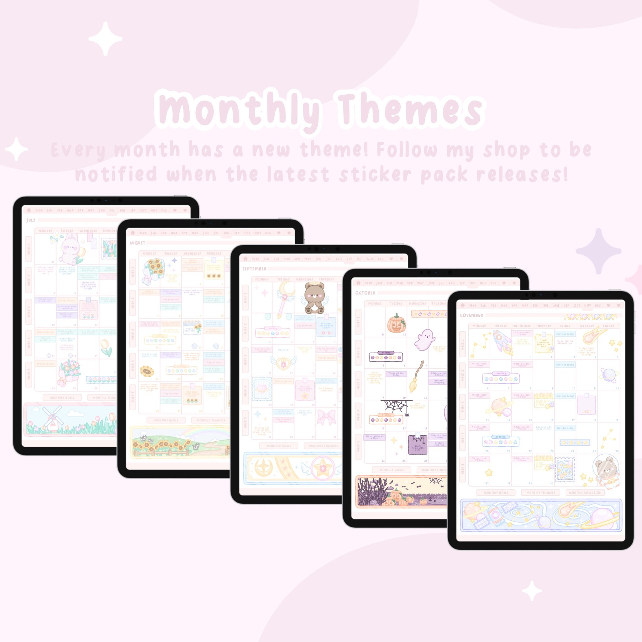 Kawaii Space Stickers, Digital Stickers, Digital Planner Stickers ...