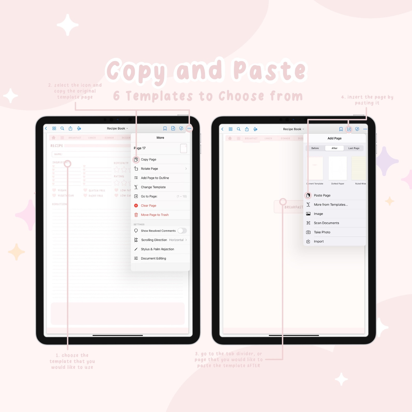 Digital Recipe Book, Pastel Recipe Book, Digital Cook Book, Minimalist ...