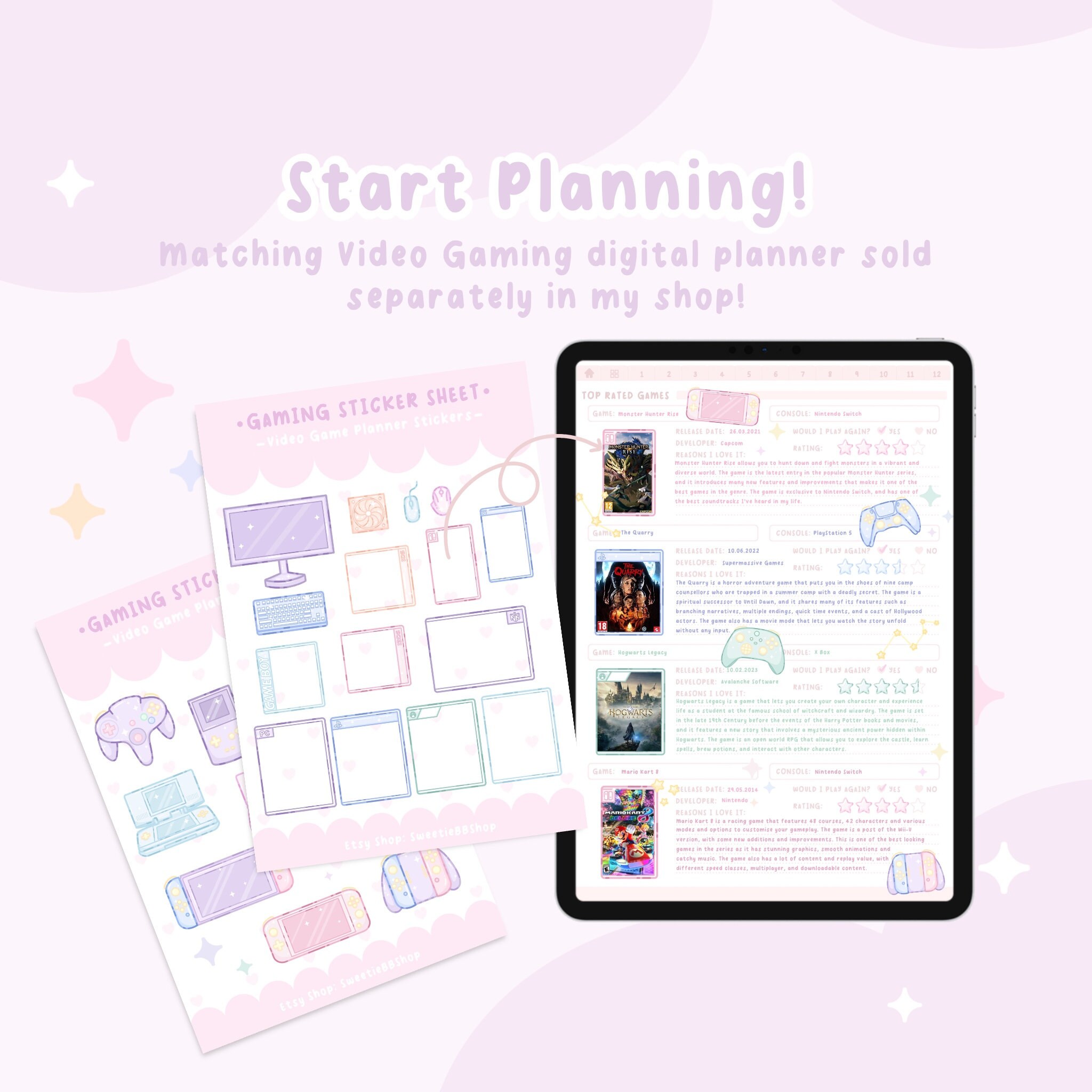 Video Game Stickers, Digital Stickers, Planner Stickers, Kawaii ...