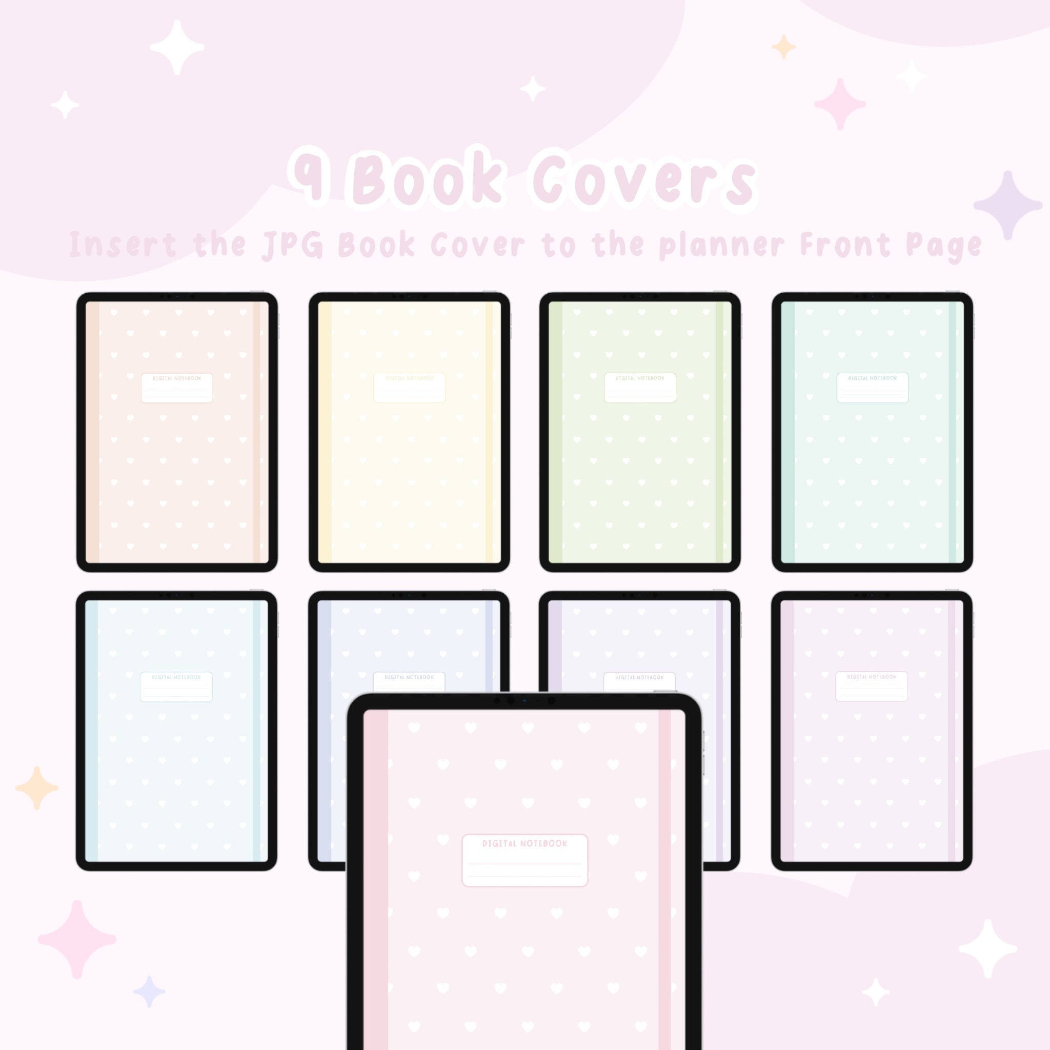 Digital Notebook Covers, Goodnotes, Goodnotes Book Covers, Pastel ...