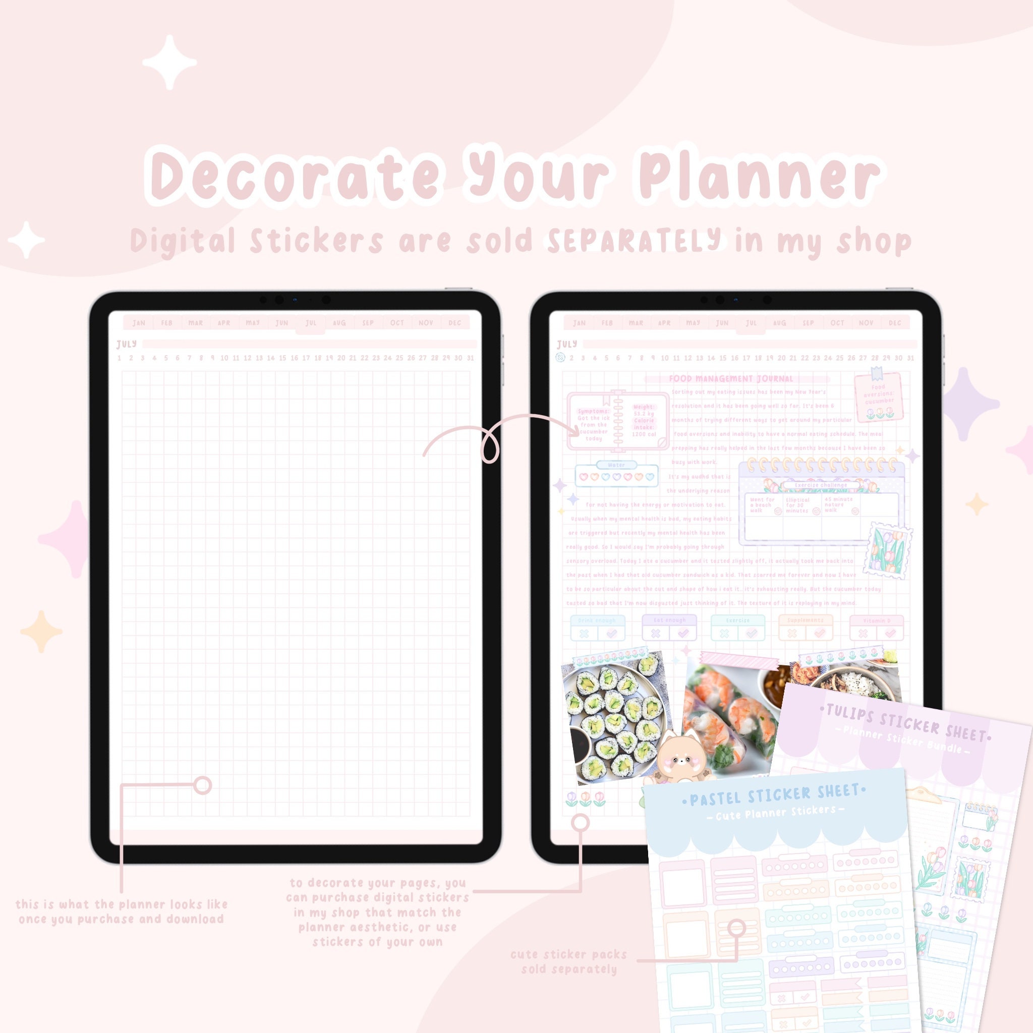 Daily Journal, Digital Journal, Digital Notebook, Cute Digital Notebook ...
