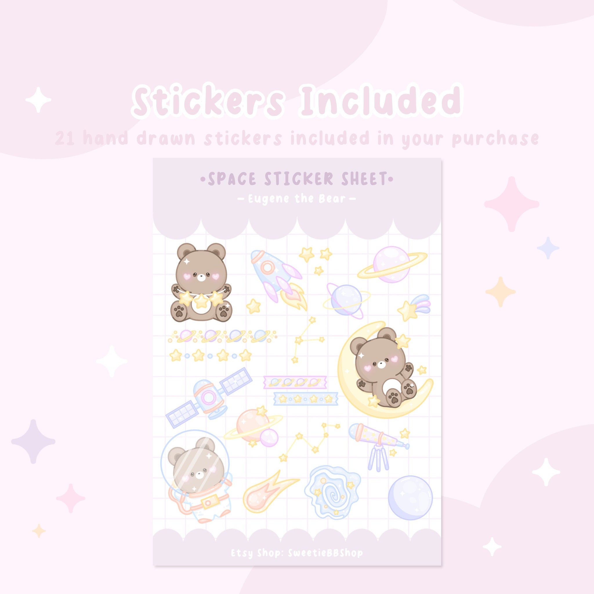 Kawaii Space Stickers, Digital Stickers, Digital Planner Stickers ...