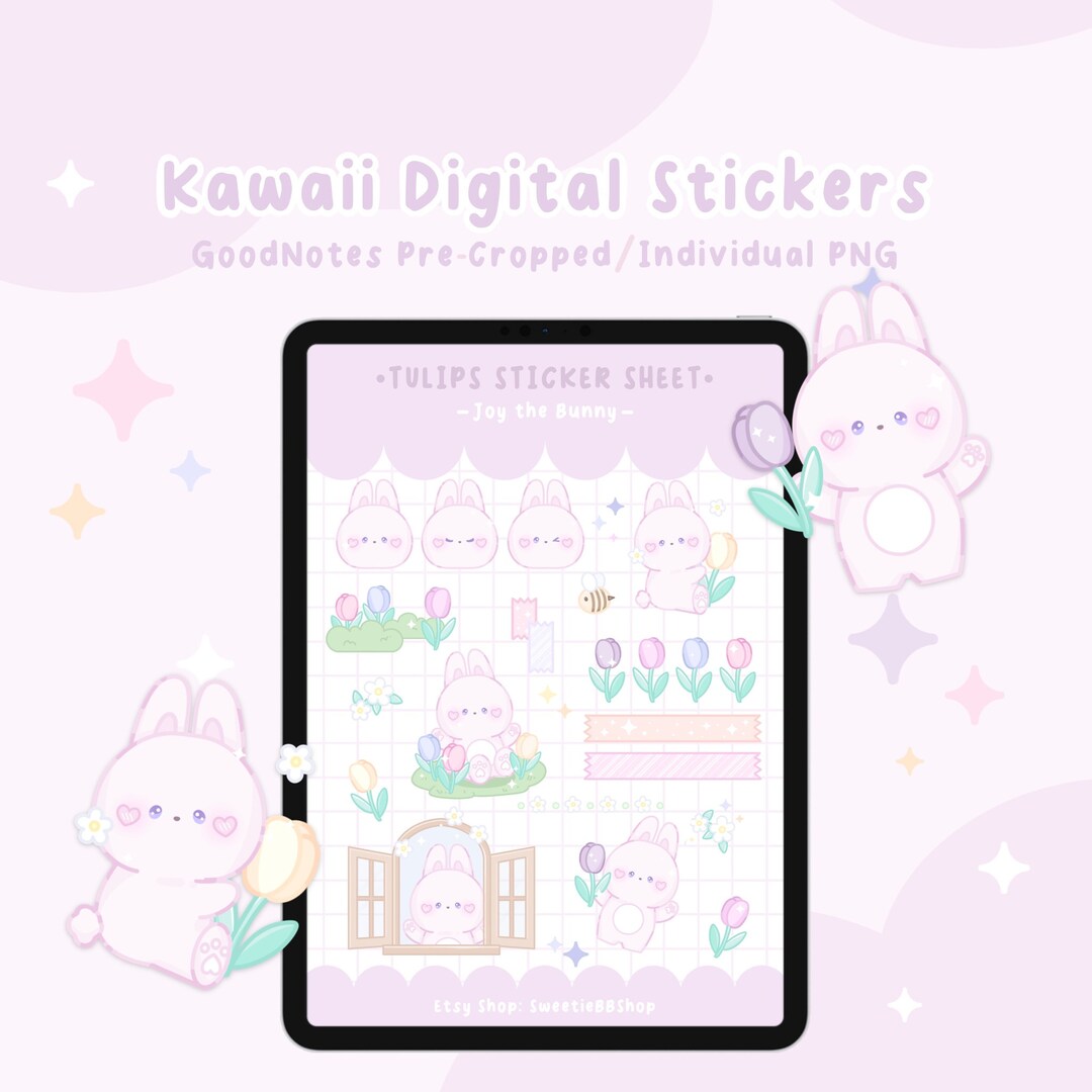 Bunny Stickers, Digital Stickers, PNG Stickers, Digital Planner ...