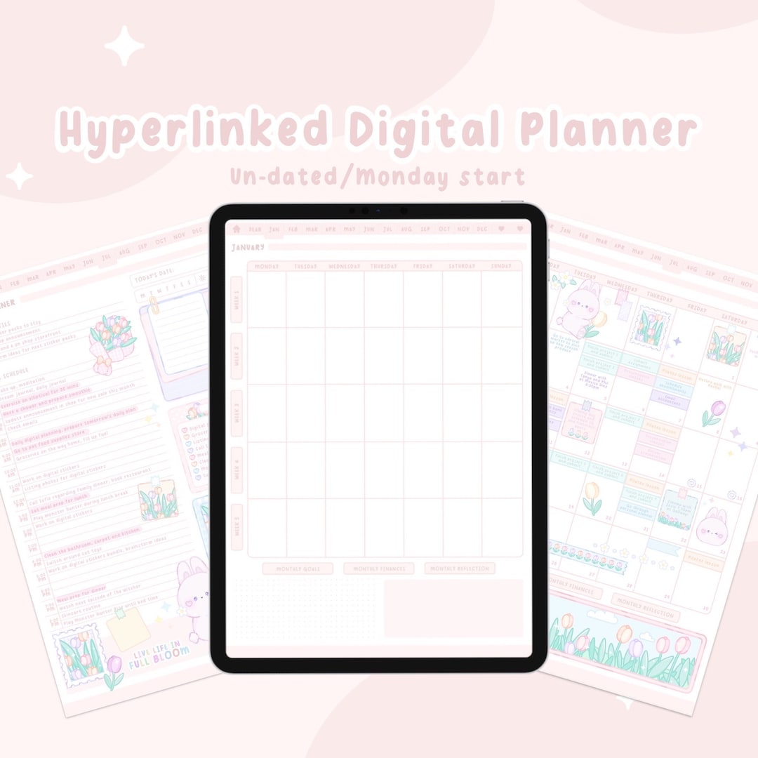Hyperlinked Planner, Digital Planner, Simple Digital Planner, Cute ...