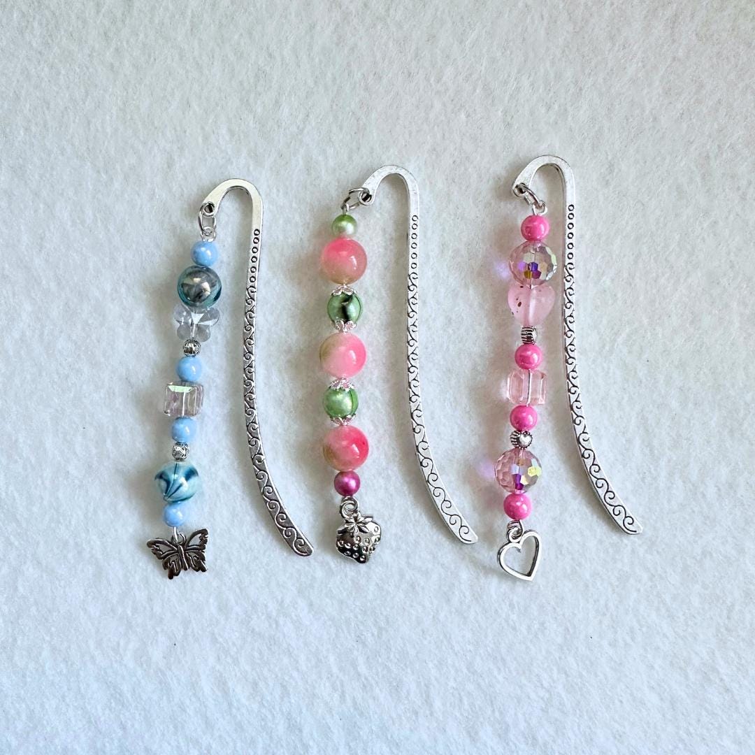 Beaded Bookmark | Beads and Charms | Book Lover Gift | Page Marker ...
