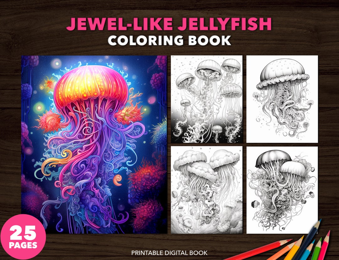 25 Jewel-like Jellyfish Coloring Book Adult Coloring Page Download ...