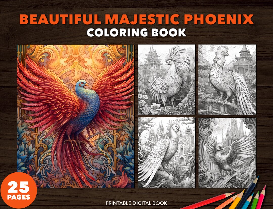 25 Beautiful Majestic Phoenix Coloring Book Adult Coloring Pages ...