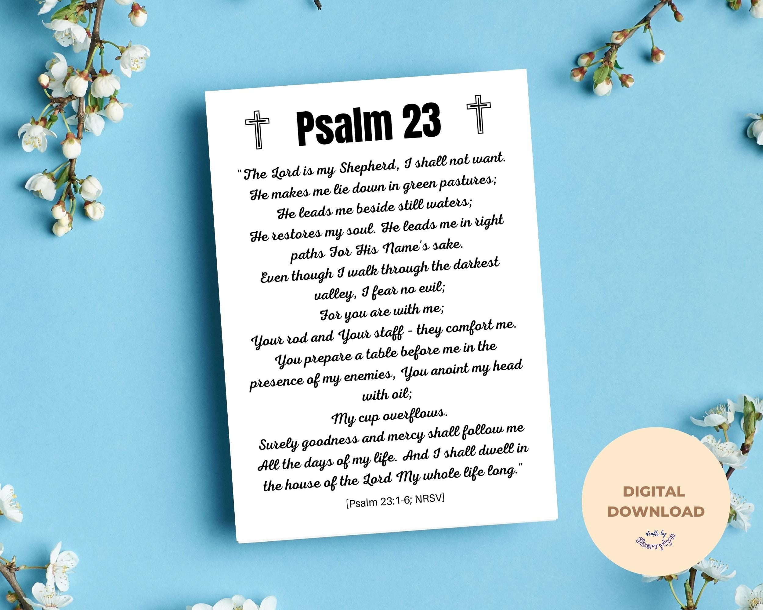 Psalm 23 | Prayer Card | Gift | Minimalist | Digital Download - Etsy