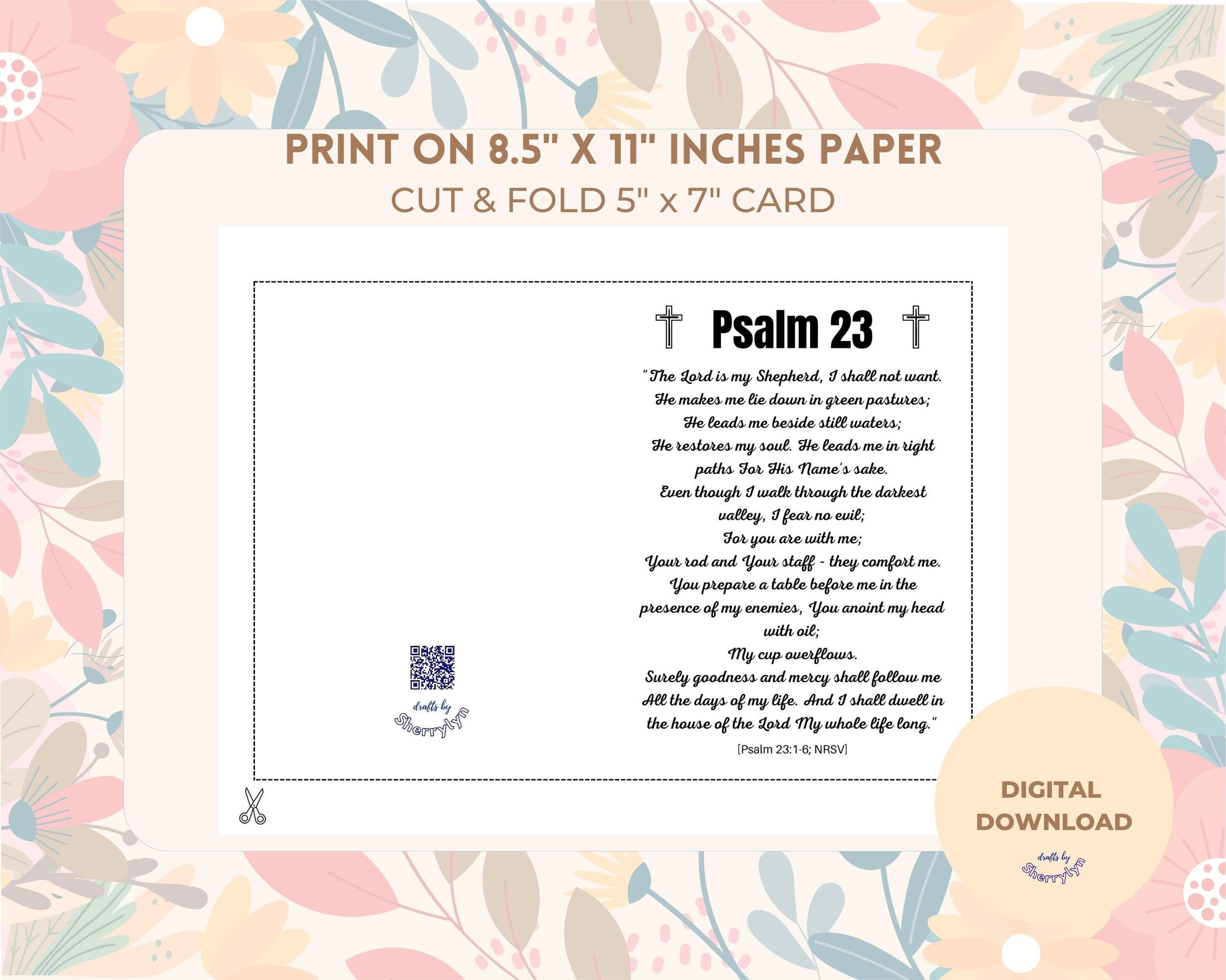 Psalm 23 | Prayer Card | Gift | Minimalist | Digital Download - Etsy