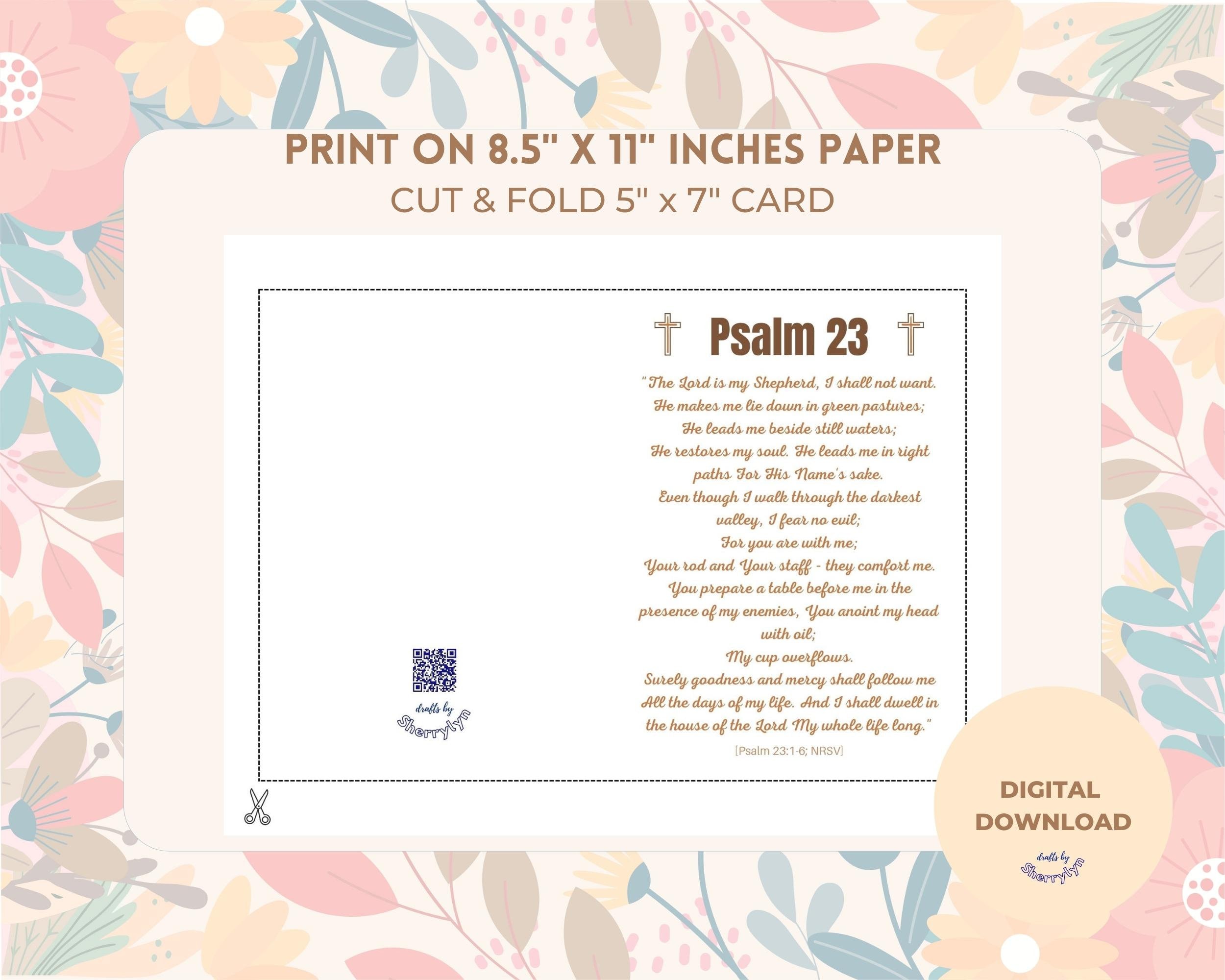 Psalm 23 | Prayer Card | Gift | Minimalist | Digital Download - Etsy