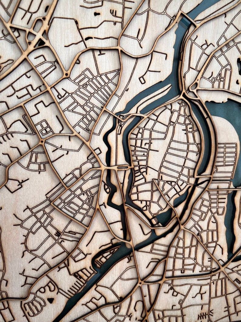 Individual Laser Cut Map vintage View for Any Place in the World Made ...