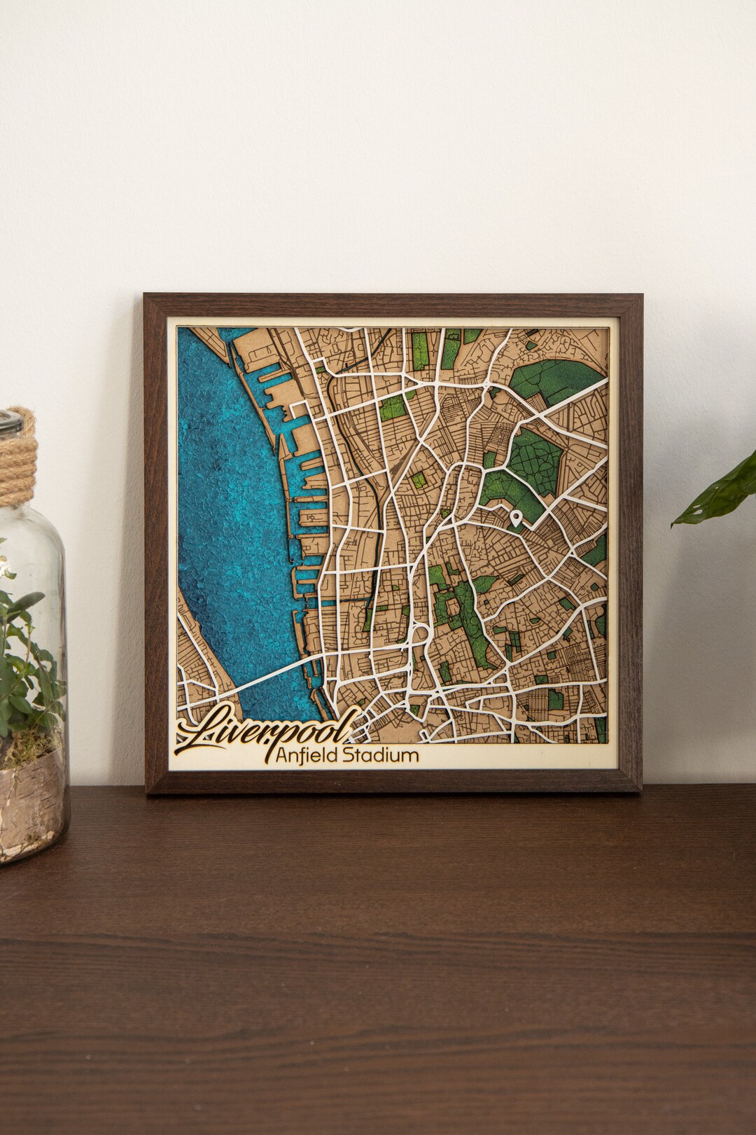 Liverpool Anfield Stadium 3D Multilayer Laser Cut City Map With Hand ...